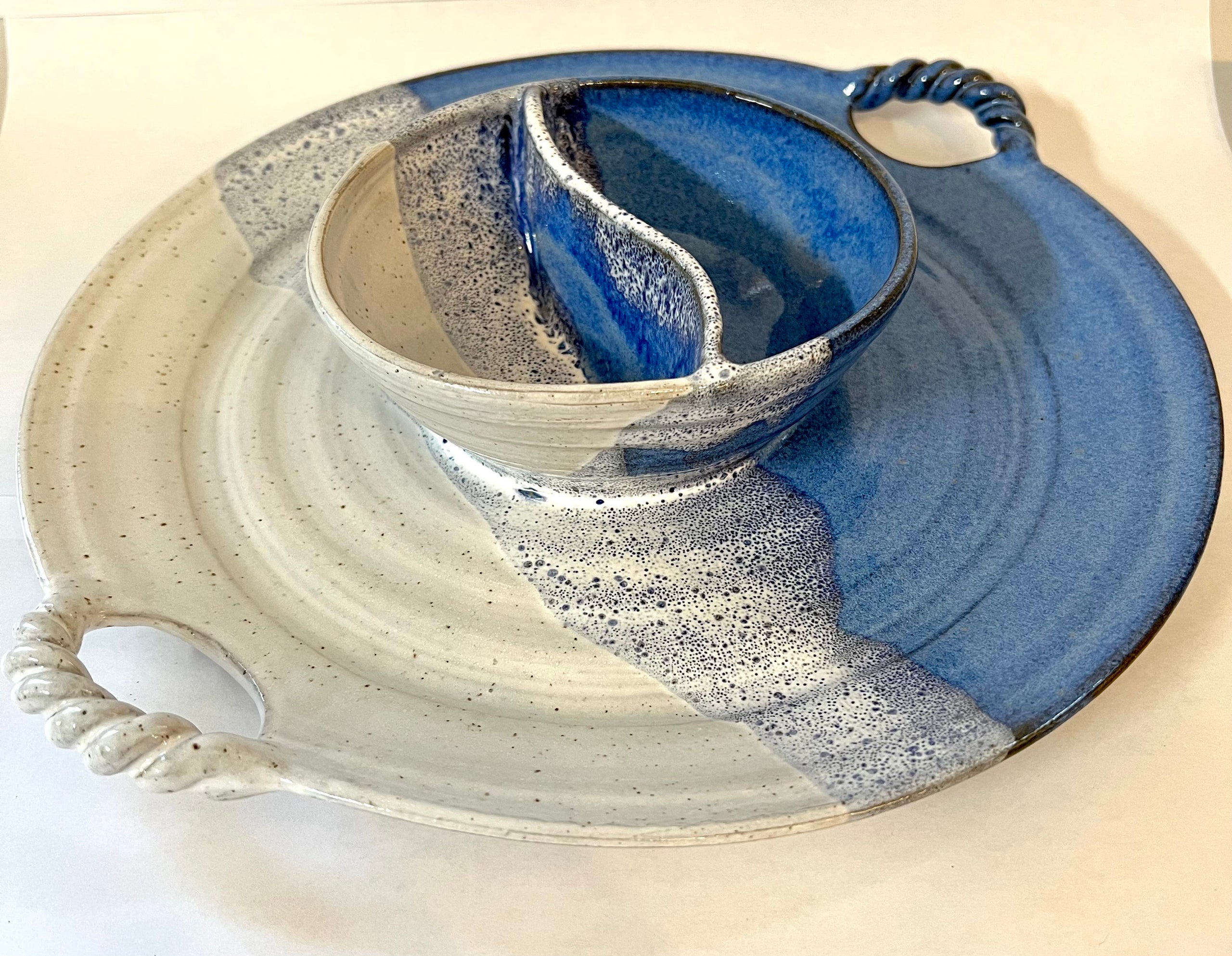 2nd Dip & Chip Platter w/ Handles & Divided Dip Bowl- Maria's/White ...