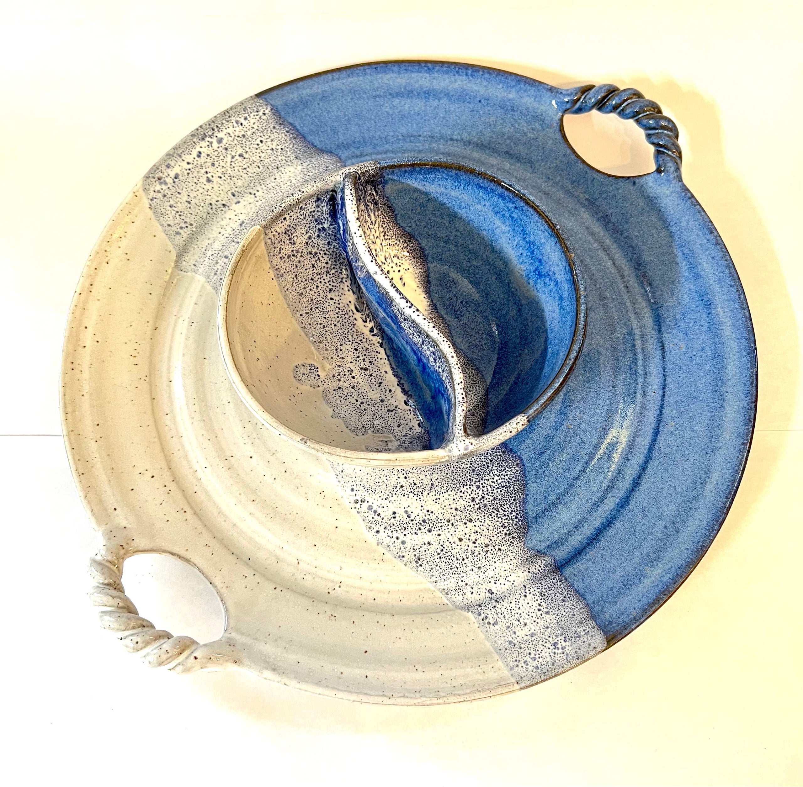 2nd Dip & Chip Platter w/ Handles & Divided Dip Bowl- Maria's/White ...